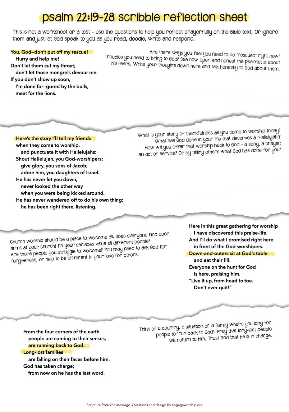 Scribble Reflection Sheet Psalm 22 Engageworship